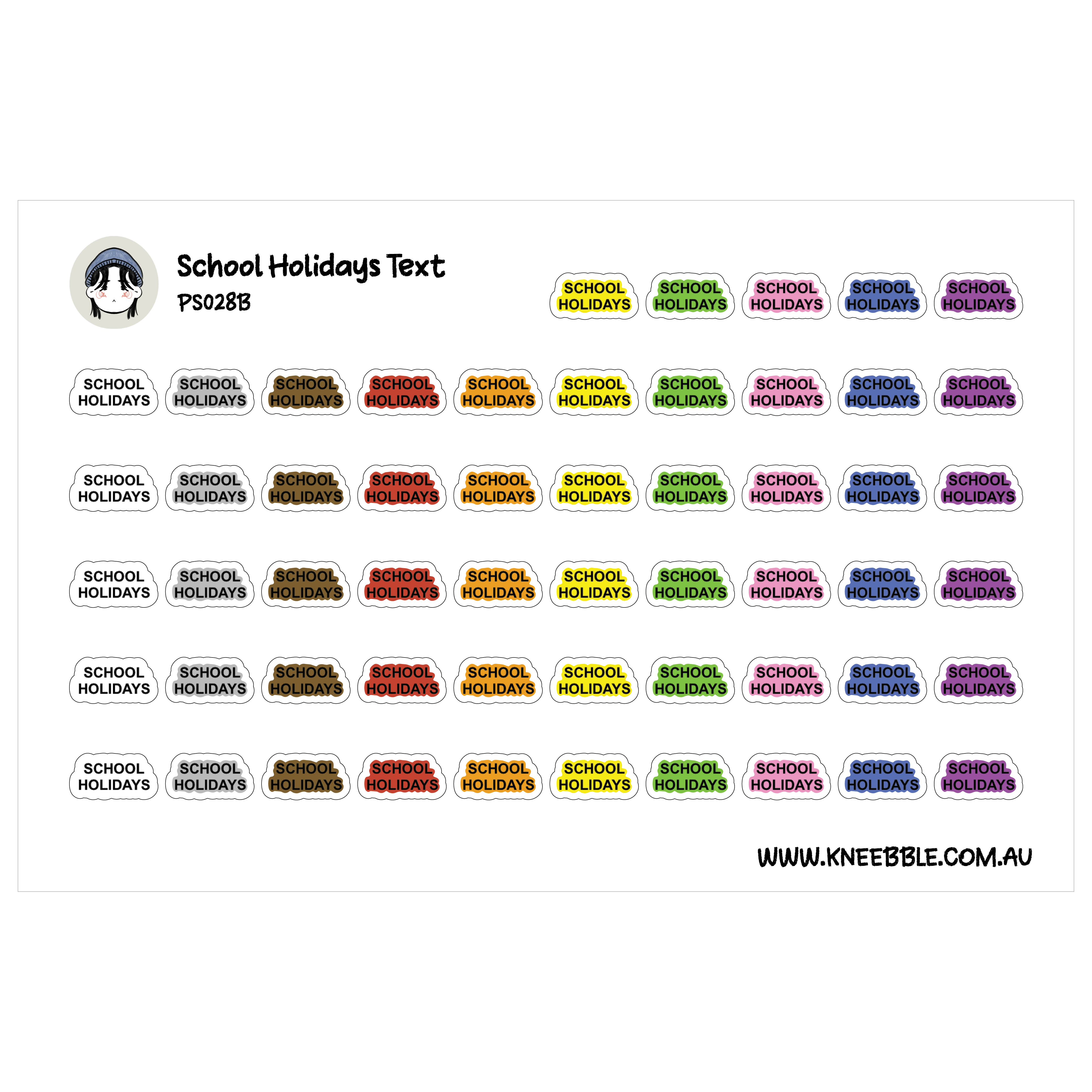 School Holidays Planner Stickers – Colorful Decorative Sticker Pack for ...