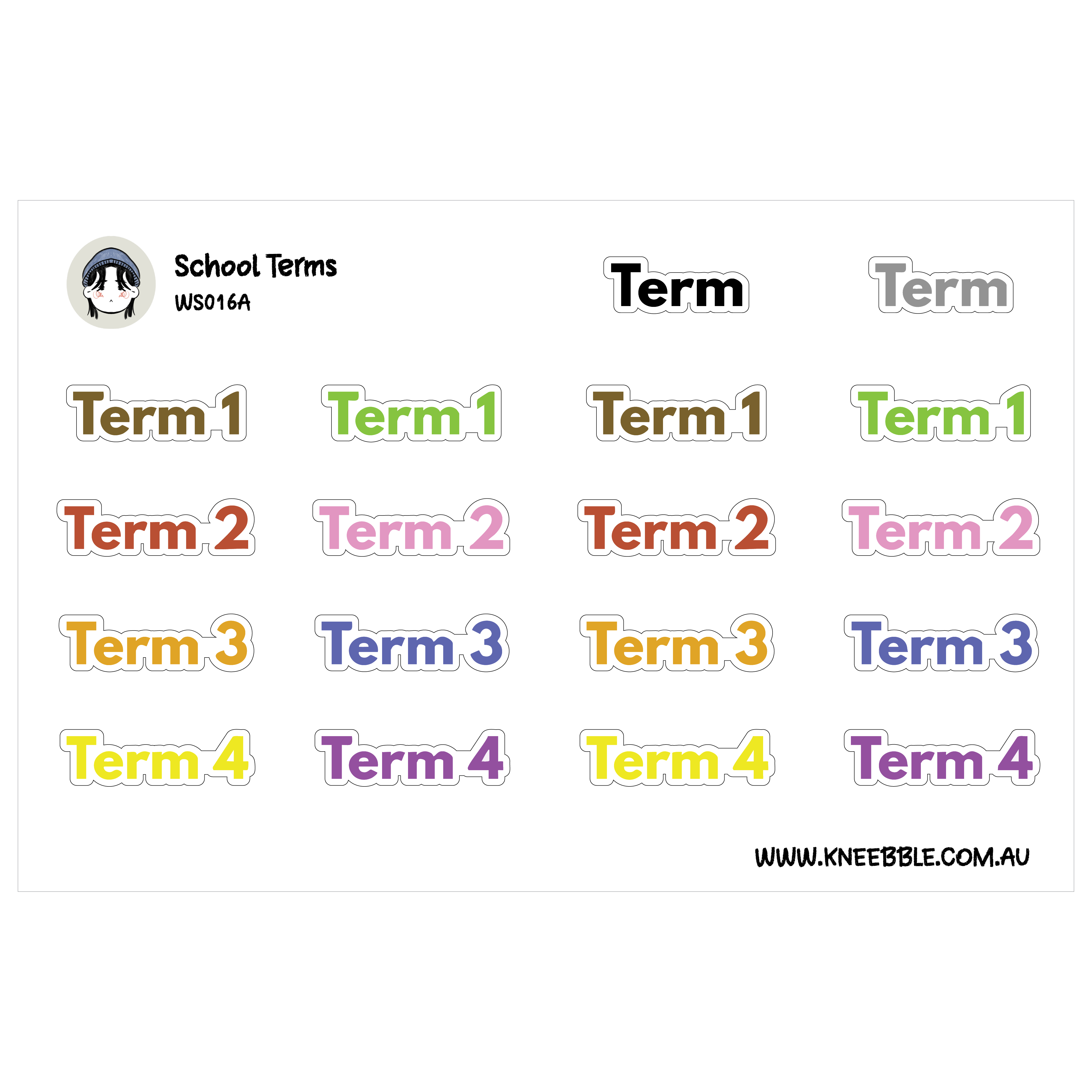 School Terms Planner Stickers - Academic Year Tracker, Study Period La ...