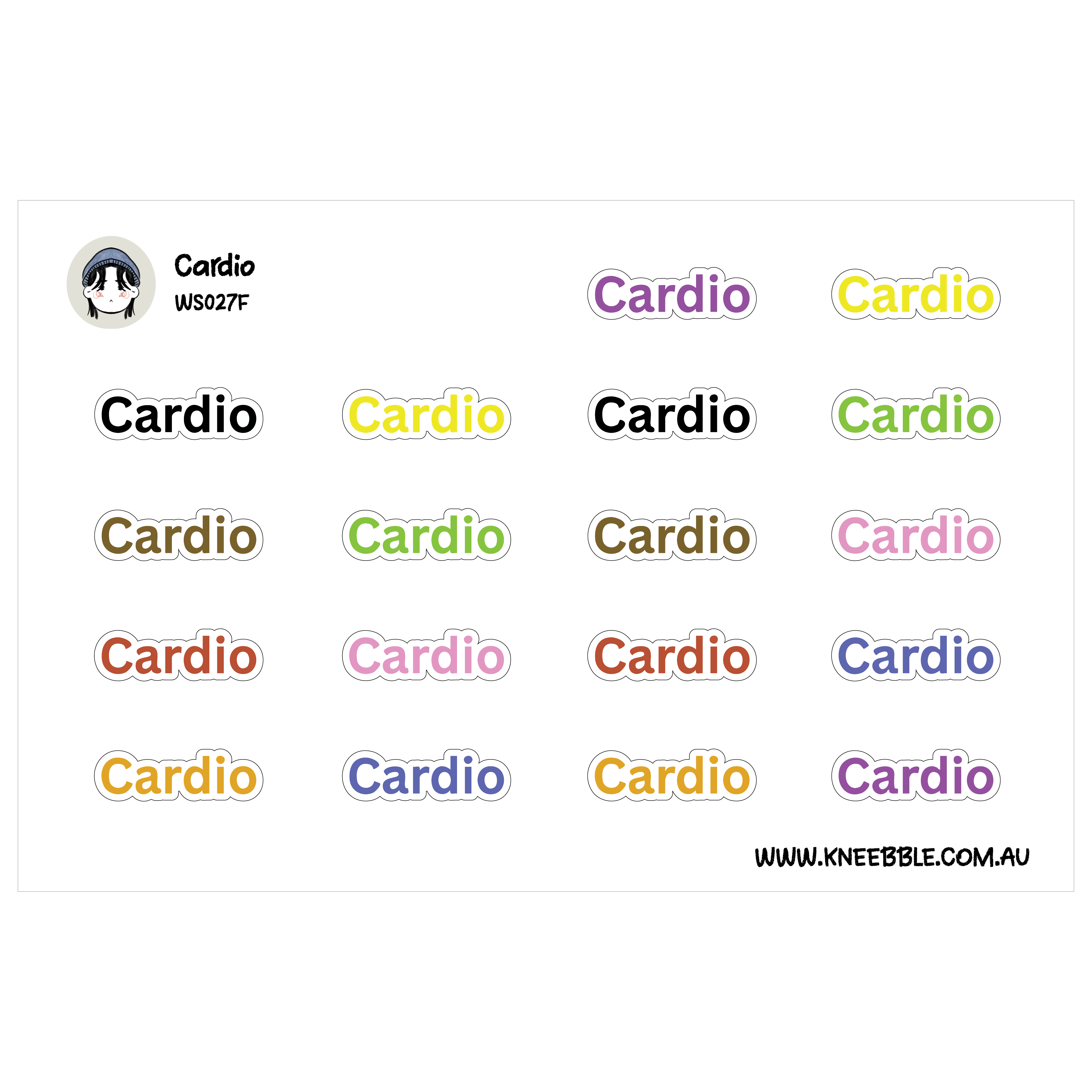 Cardio Workout Planner Stickers - Health Fitness Text Labels – Kneebble