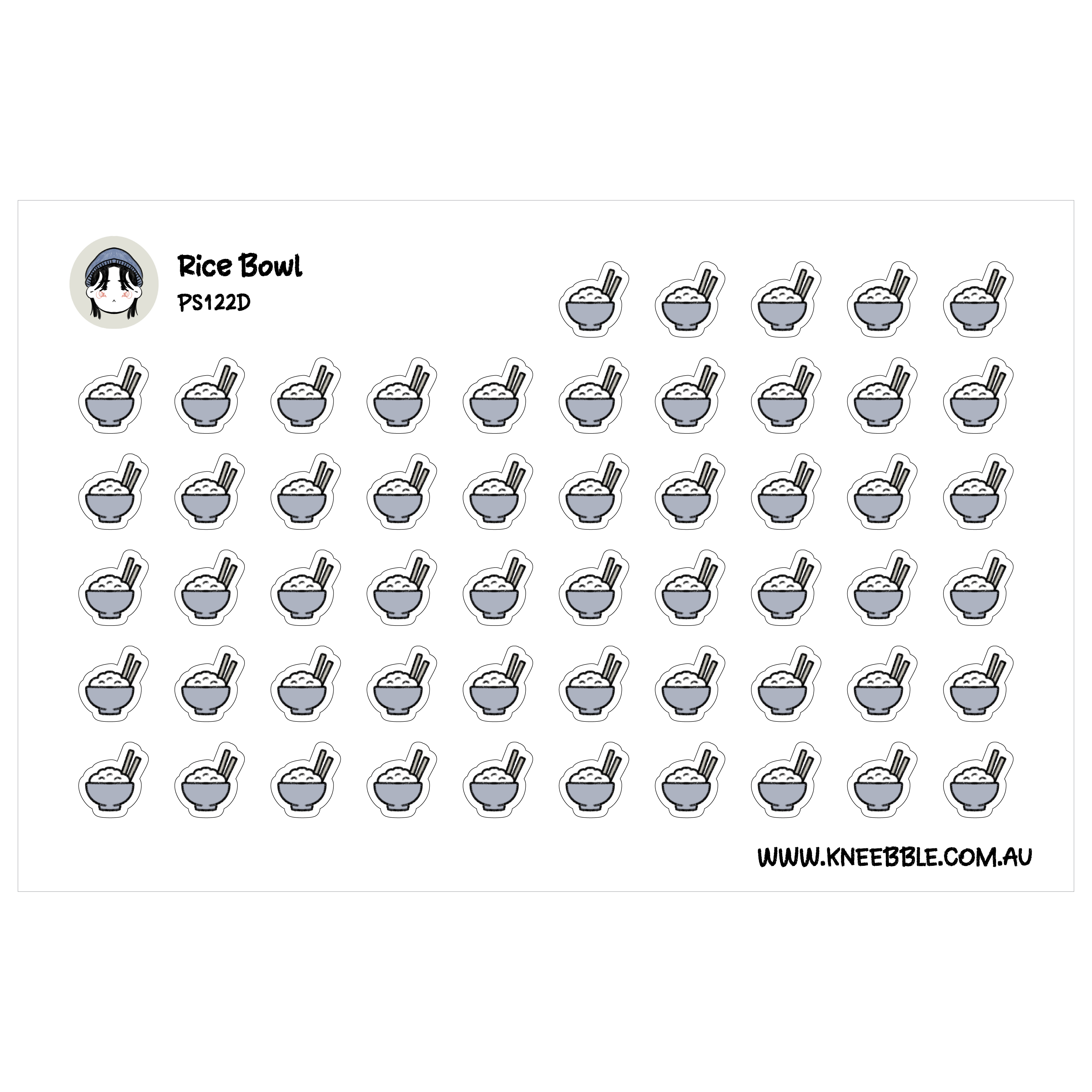 Rice Bowl Planner Stickers – Cute Meal Prep & Dinner Planning Decals ...